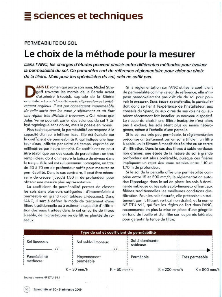 Perméabilité - Le Choix de La Méthode Pour La Mesurer | PDF