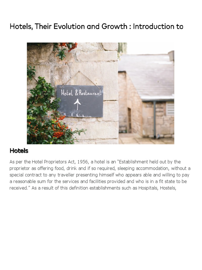 Evolution of A Hotel Industry | PDF | Hotel | Inn