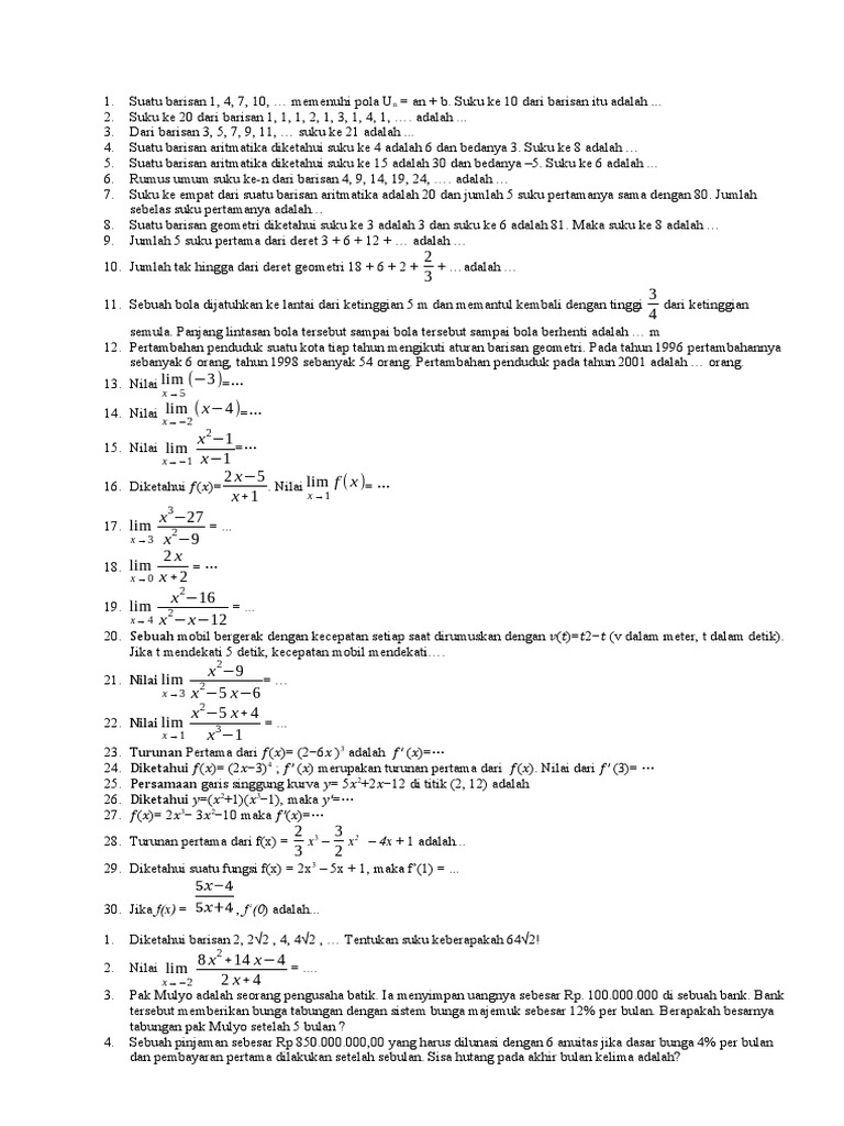 Kisi MTK Kelas 5 Semester Genap | PDF