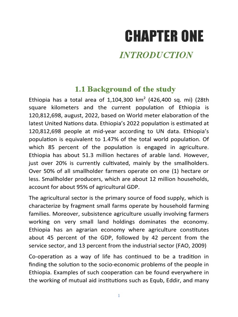 Chapter One Research 1 One 1 Pdf Smallholding Cooperative
