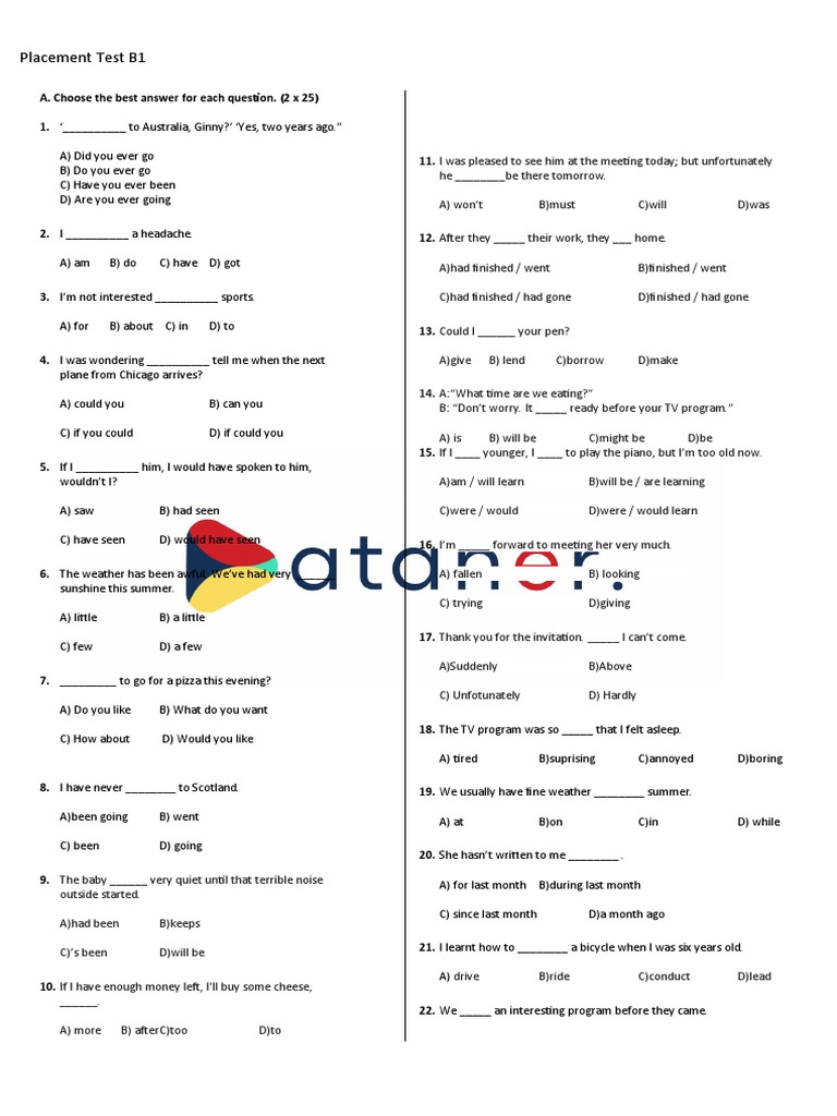Placement Test B1 | PDF