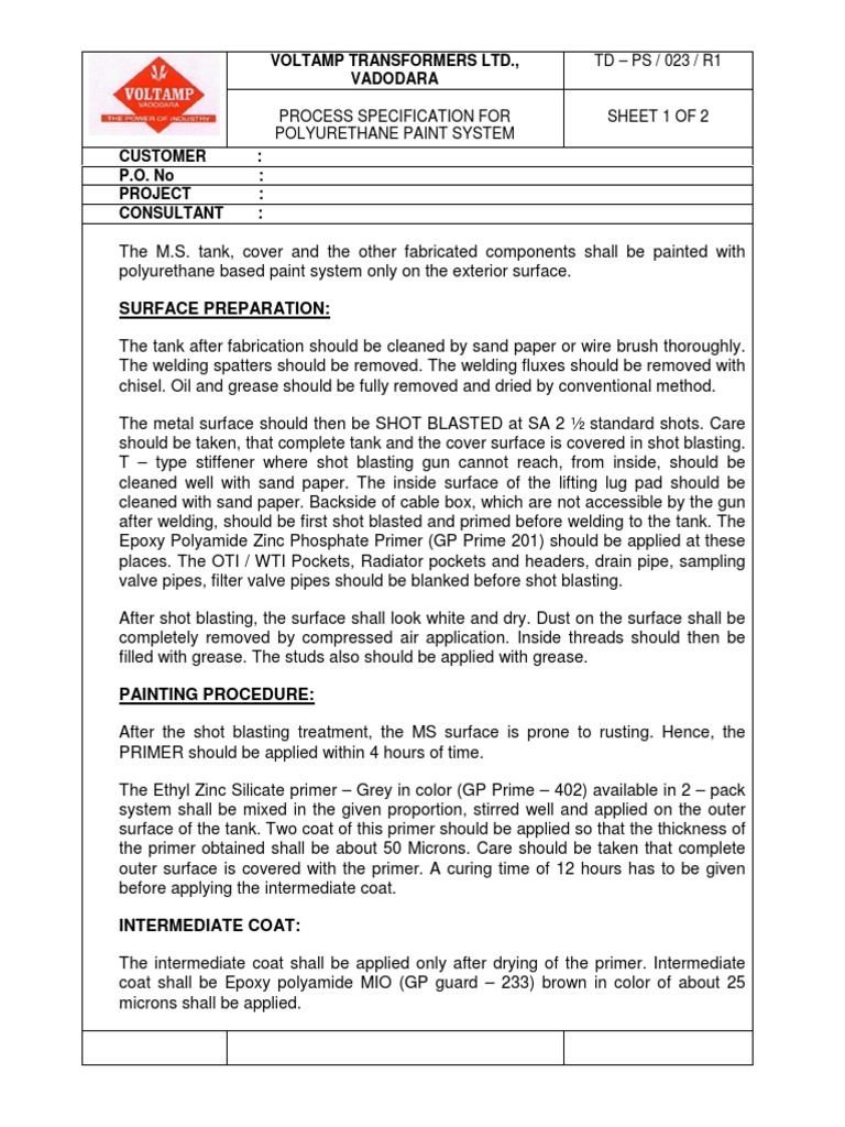 Painting Procedure - Polyurethane | Download Free PDF | Paint | Epoxy