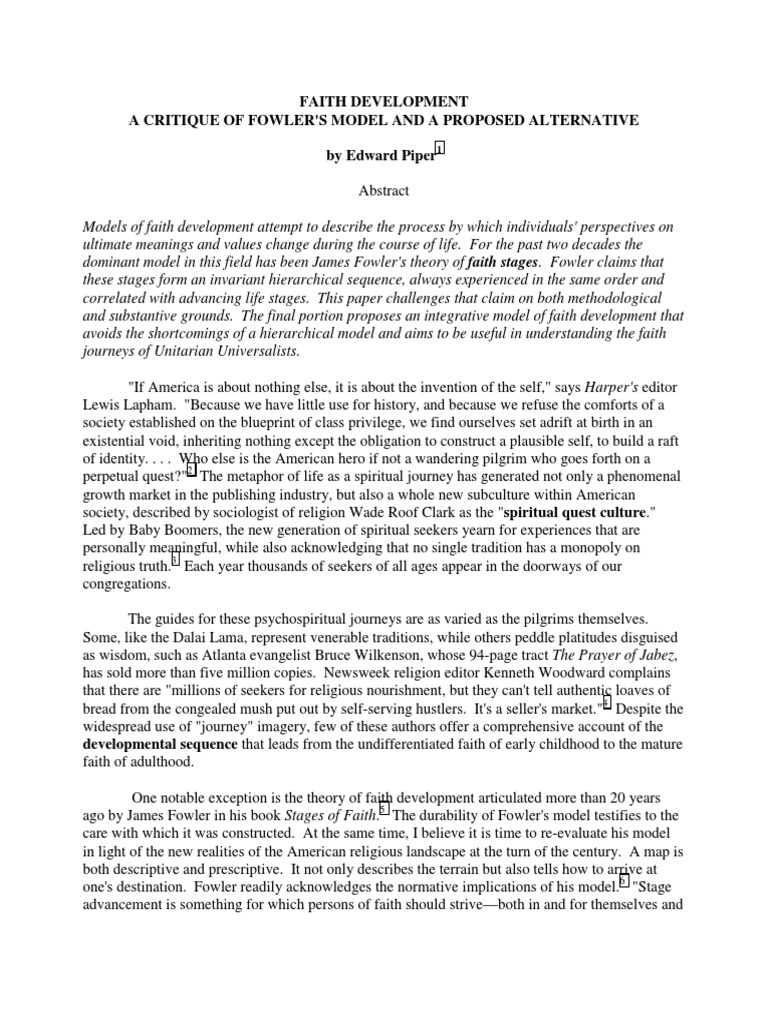 Fowler - Stages of Faith | Download Free PDF | Faith | Psychology