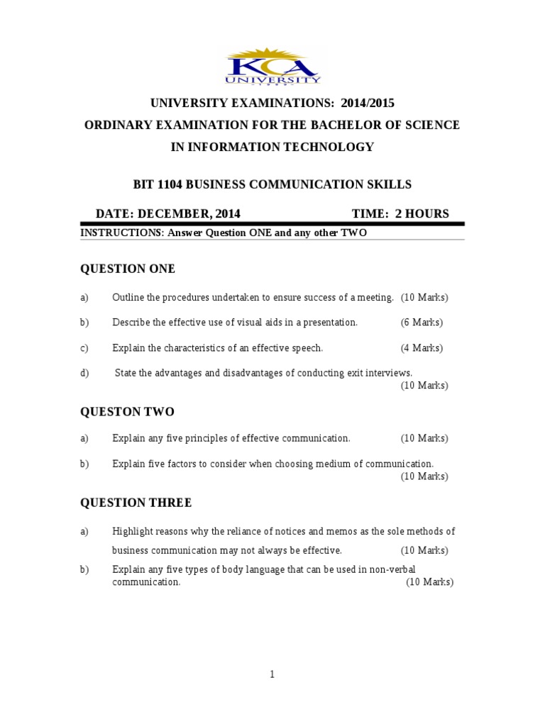 Bit 1104 Business Communication Skills | PDF