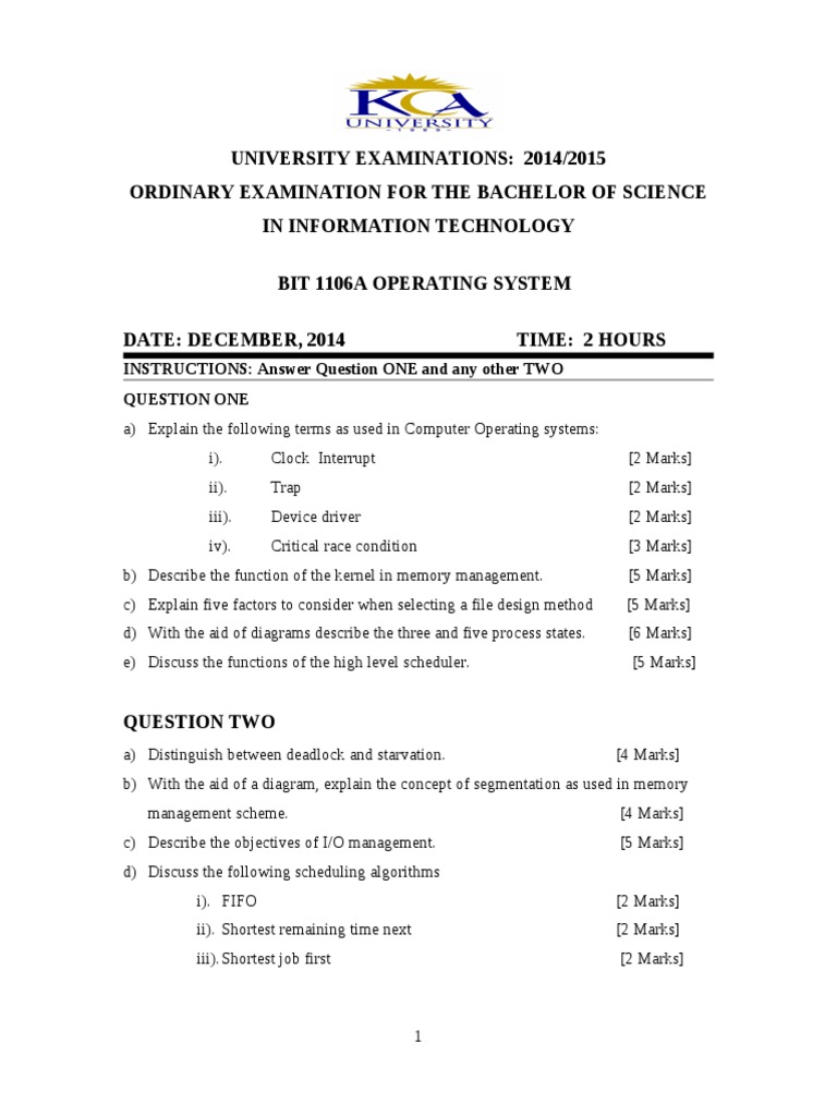 Bit 1106a Operating System Pdf Operating System Scheduling Computing 