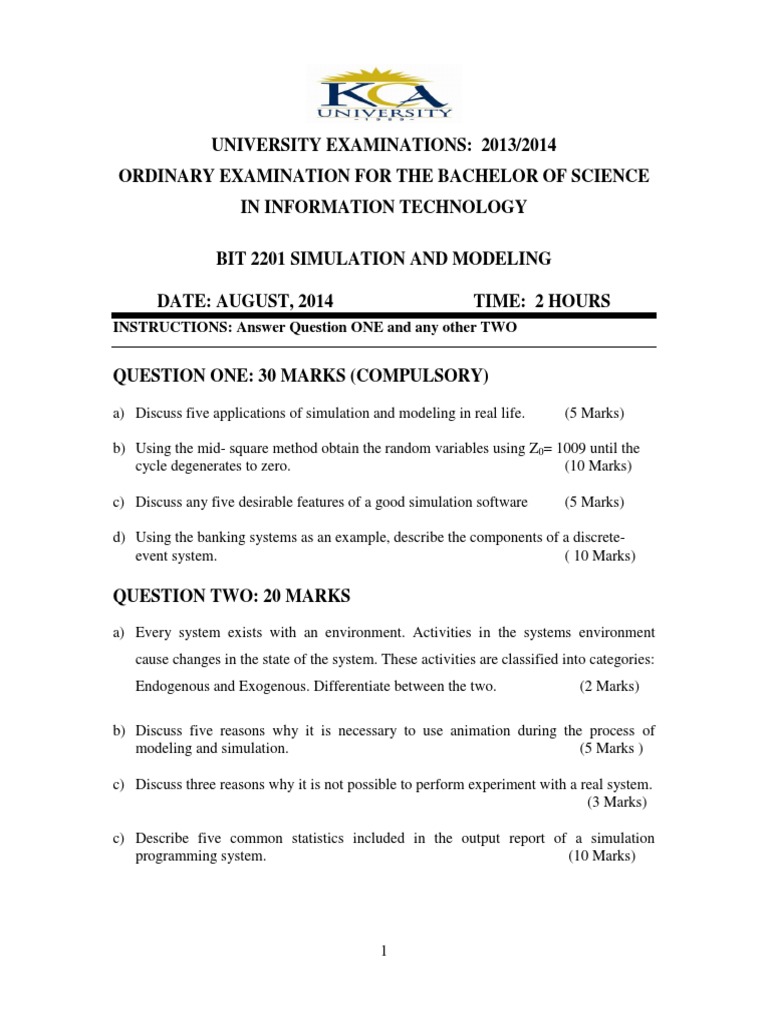 Bit 2201 Simulation and Modeling | PDF | System | Simulation