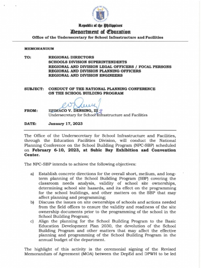 OUSIF Memo To Field Conduct of NPC SBP | PDF | Philippines | Southeast Asia