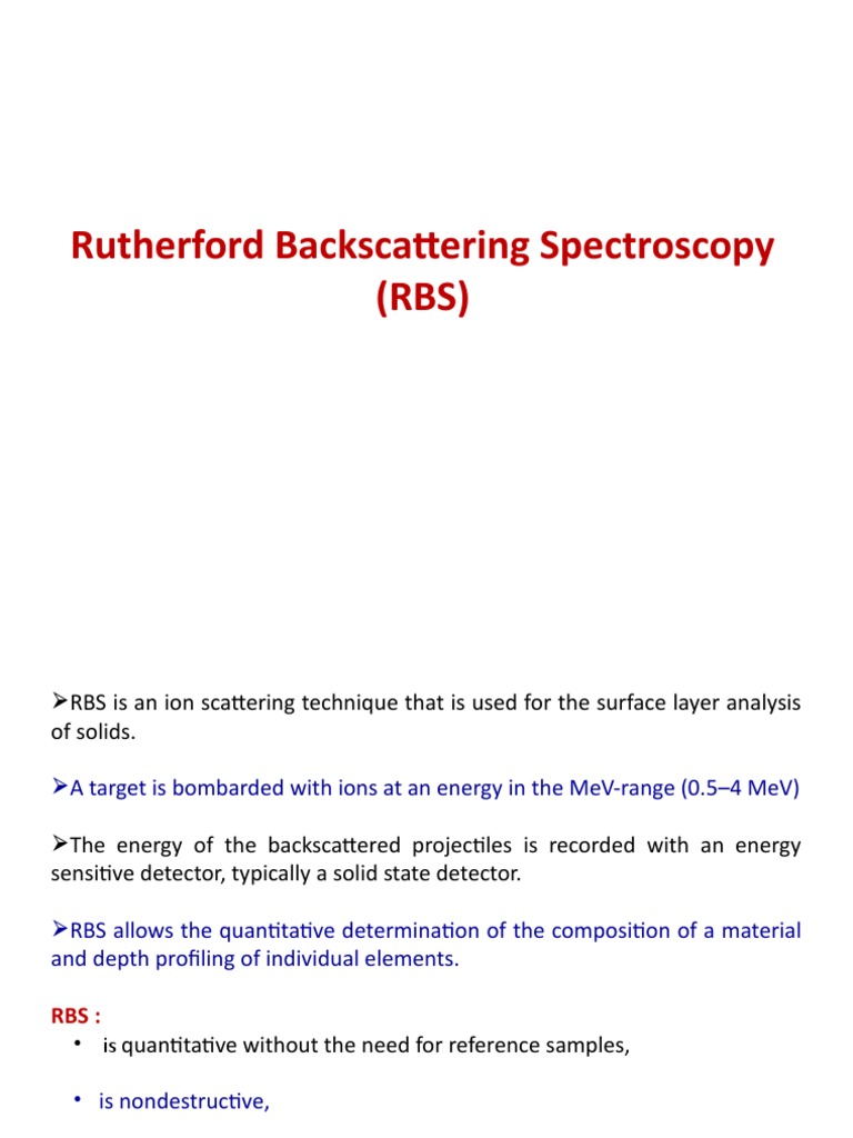 Rutherford Backscattering Spectroscopy (RBS) | PDF | Physical Chemistry ...