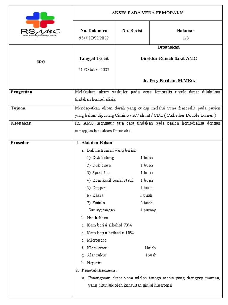 Spo Akses Pada Vena Formalis | PDF