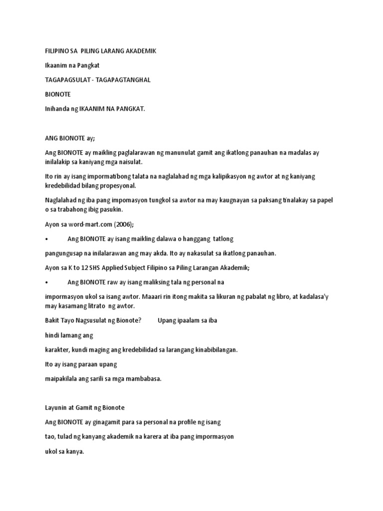 Filipino Sa Piling Larang Akademik | PDF