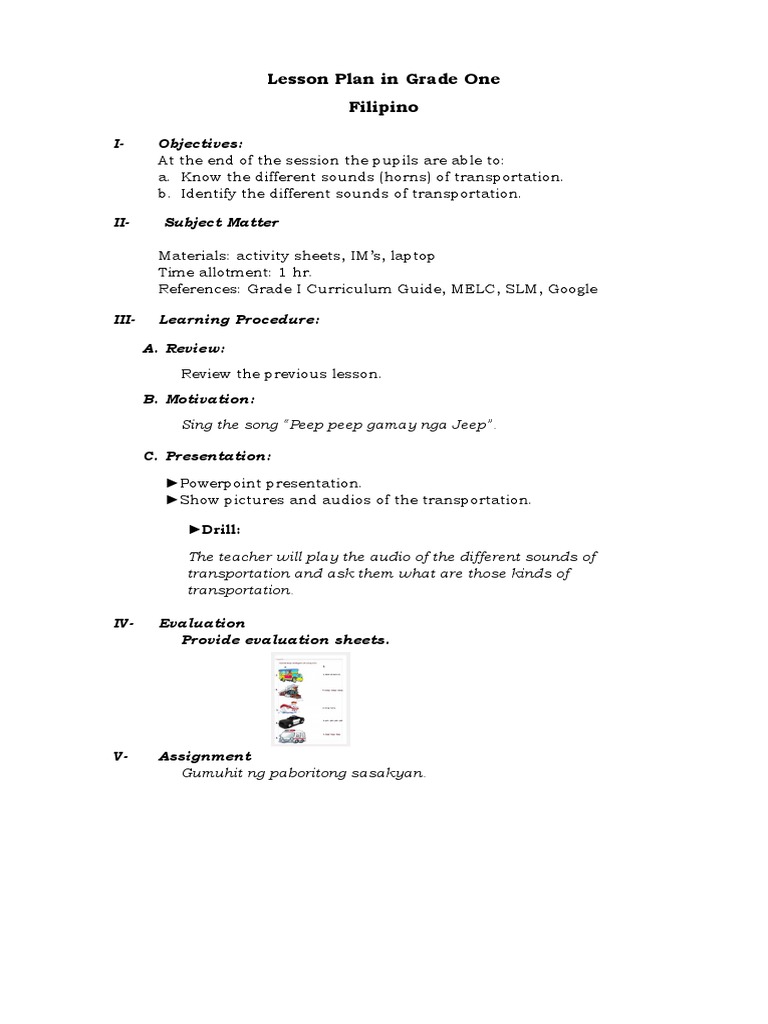 Lesson Plan in Grade I - 5th Demo | PDF