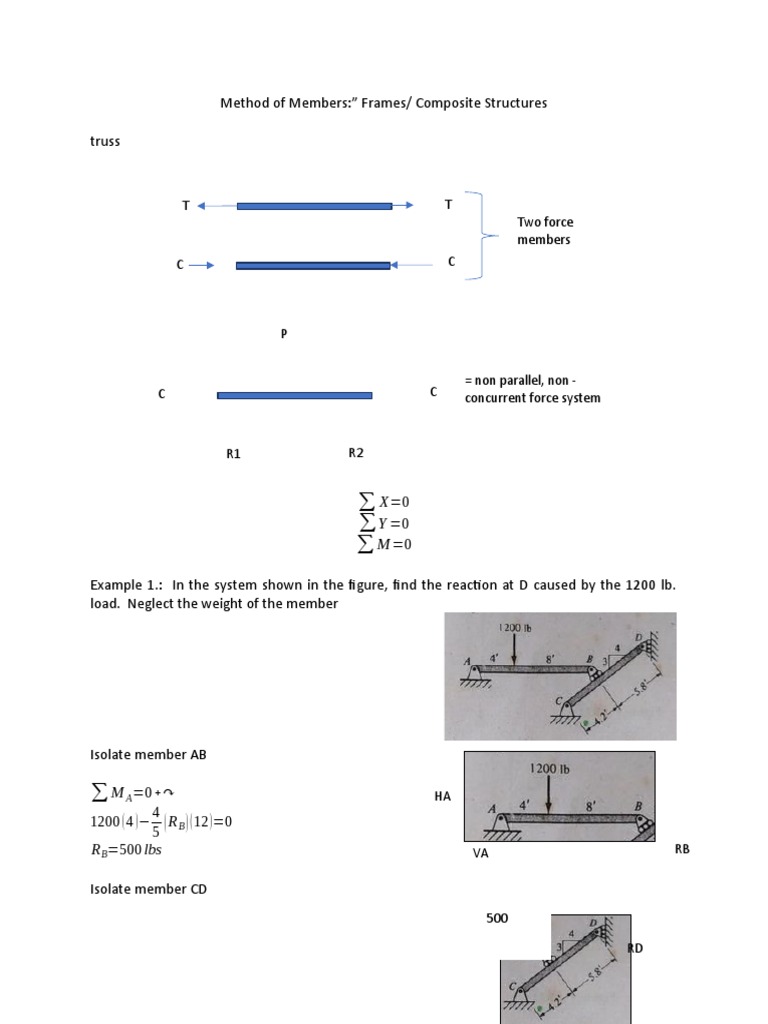 Lesson 9 Method of Members Frames Composite Structures | PDF ...
