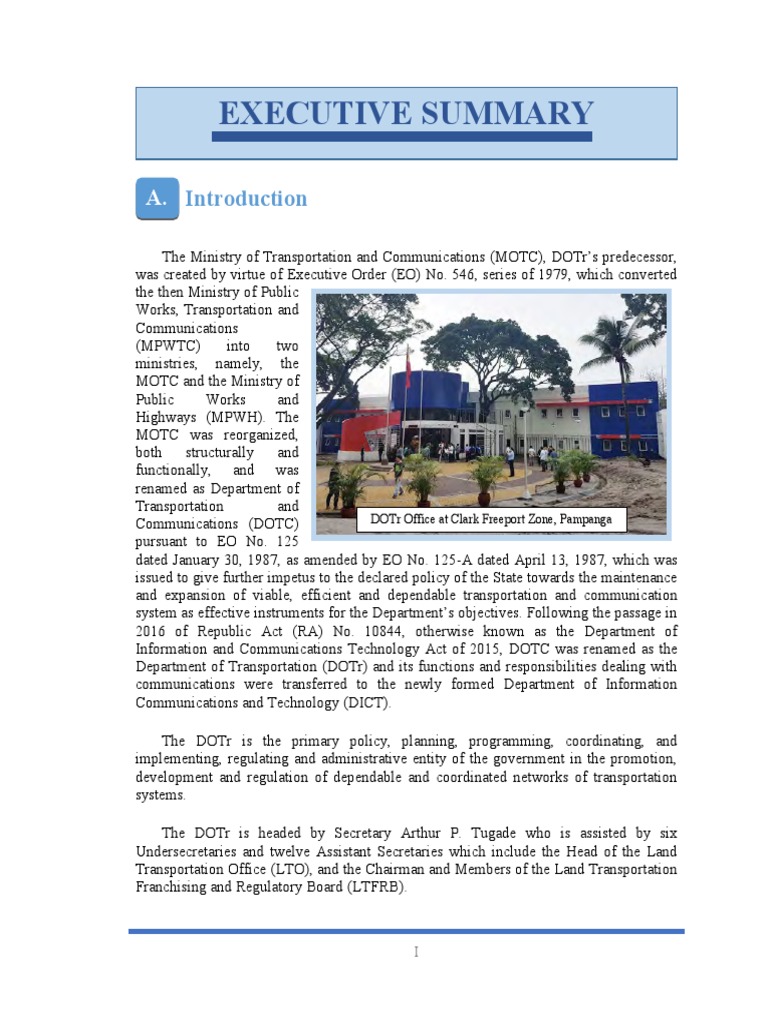 Department of Transportation Executive Summary 2020 | PDF | Financial ...