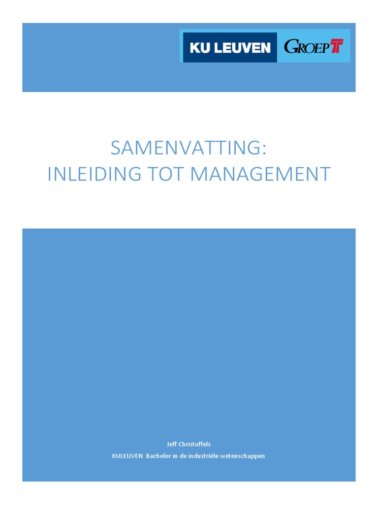 Samenvatting Management (Jeff Christoffels) | PDF