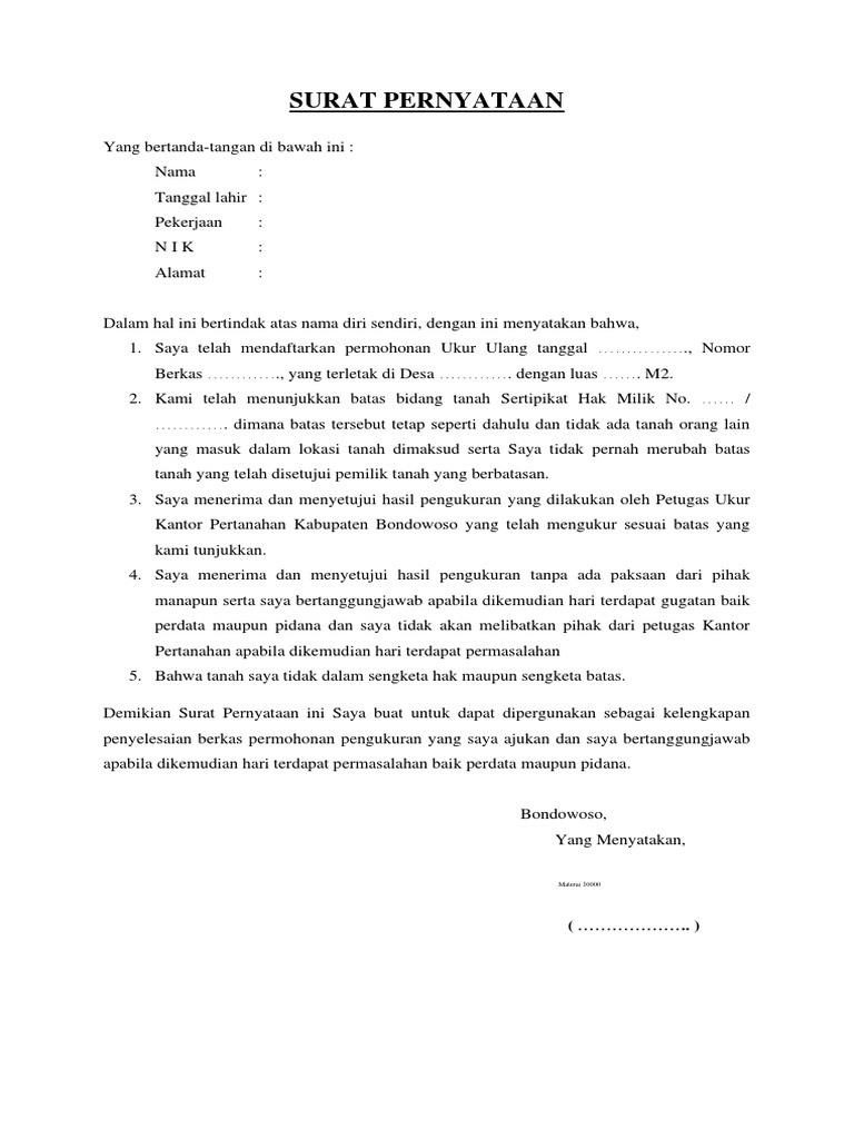 Surat Pernyataan | PDF
