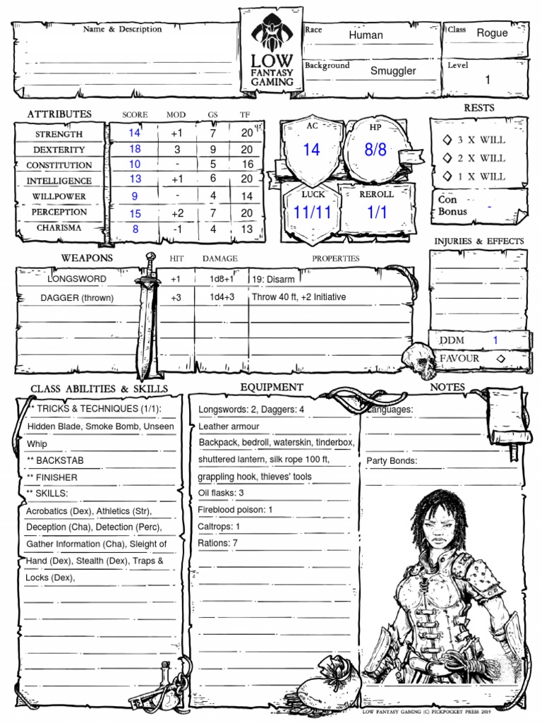 Human Smuggler Rogue Character Sheet | PDF