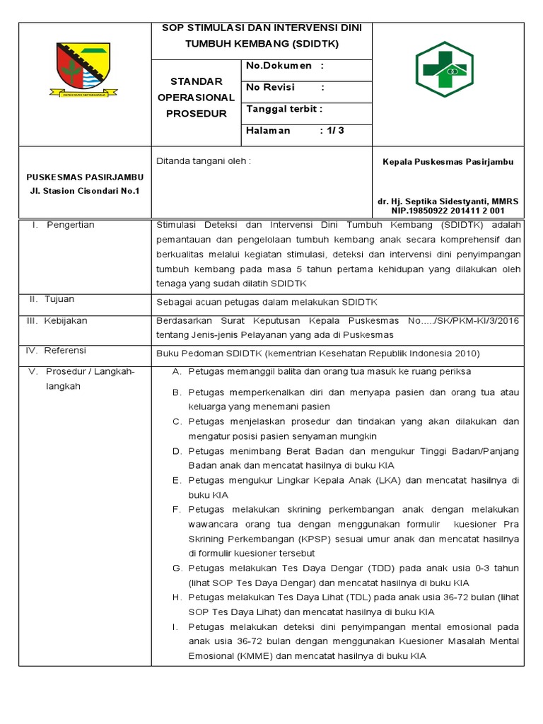Sop Sdidtk 2022 | PDF