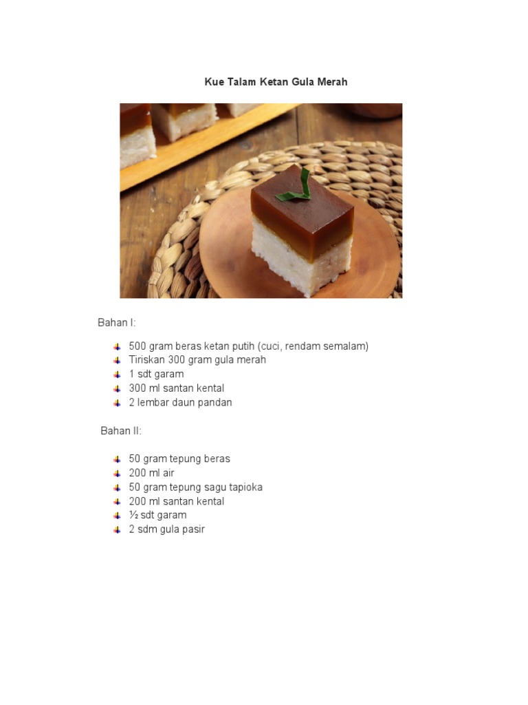 Kue Talam Ketan Gula Merah | PDF