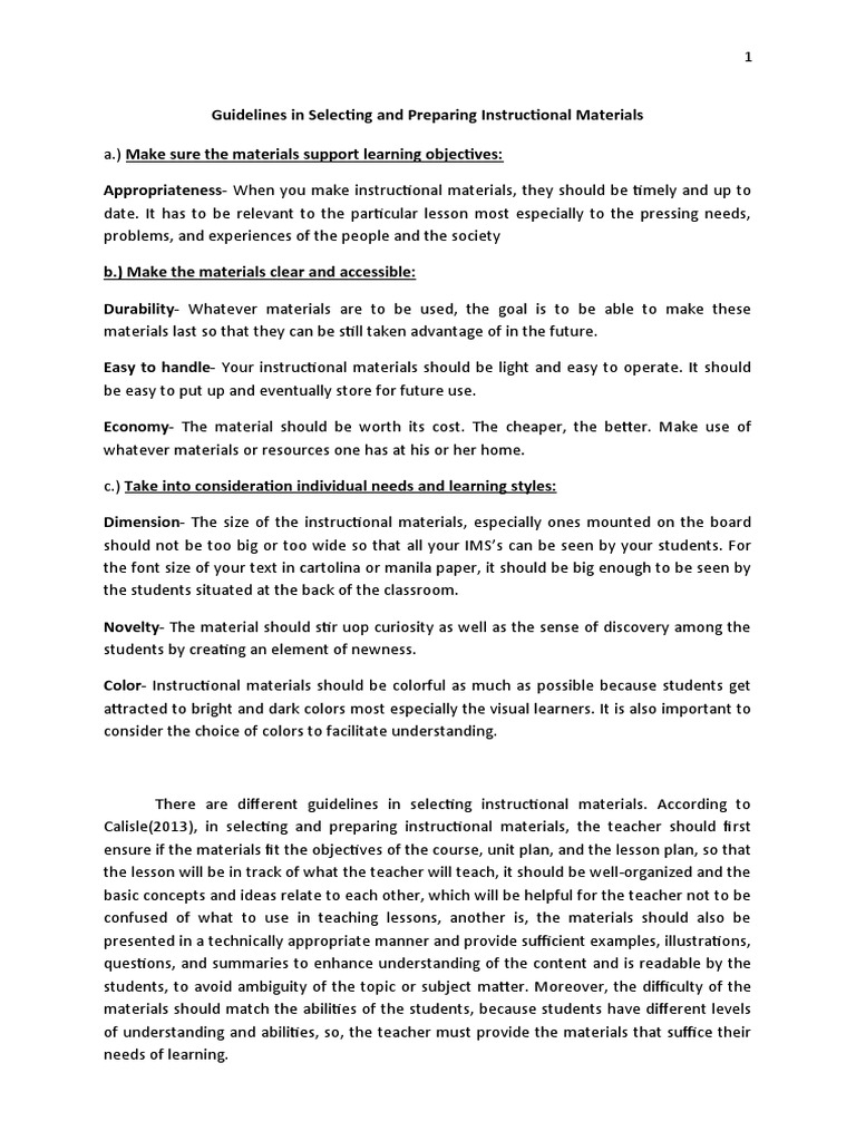 Guidelines in Selecting and Preparing.. | PDF | Teachers | Cognitive ... Guidelines in Selecting and Preparing.. | PDF | Teachers | Cognitive ...