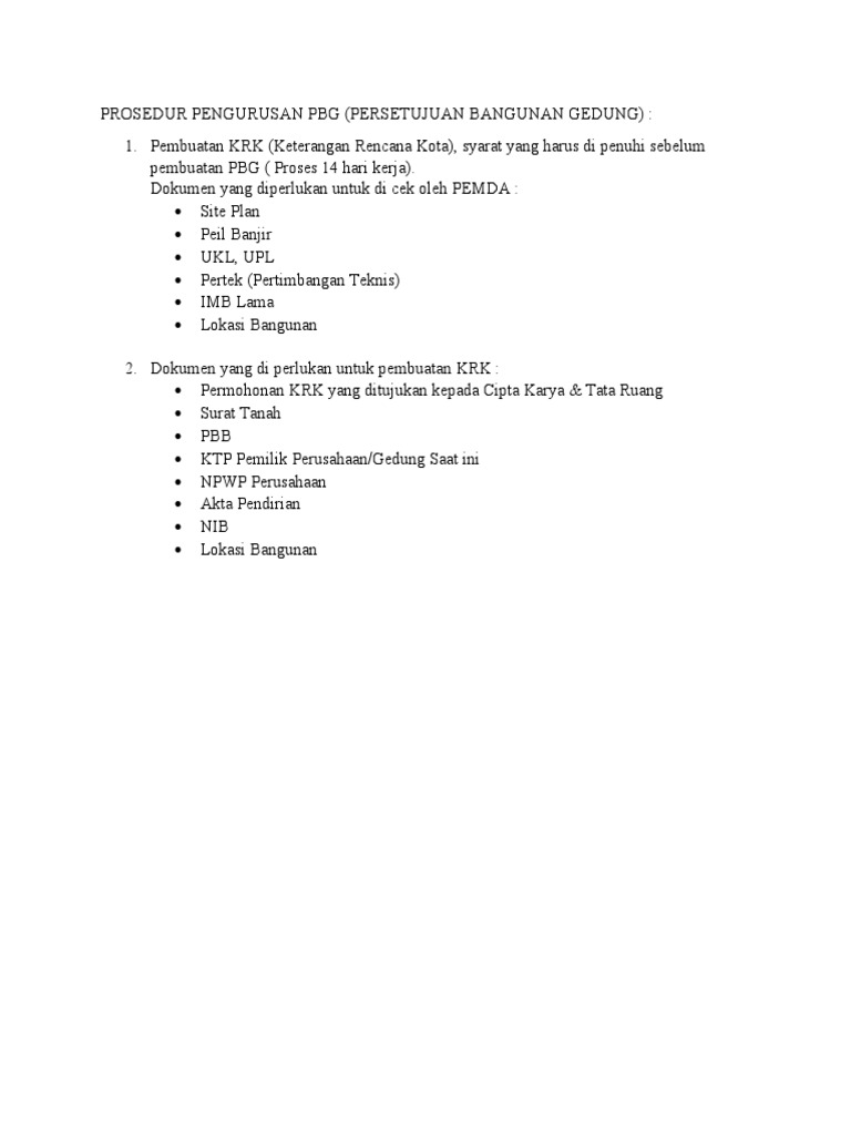Prosedur Pengurusan PBG dan KRK | PDF | Komputer