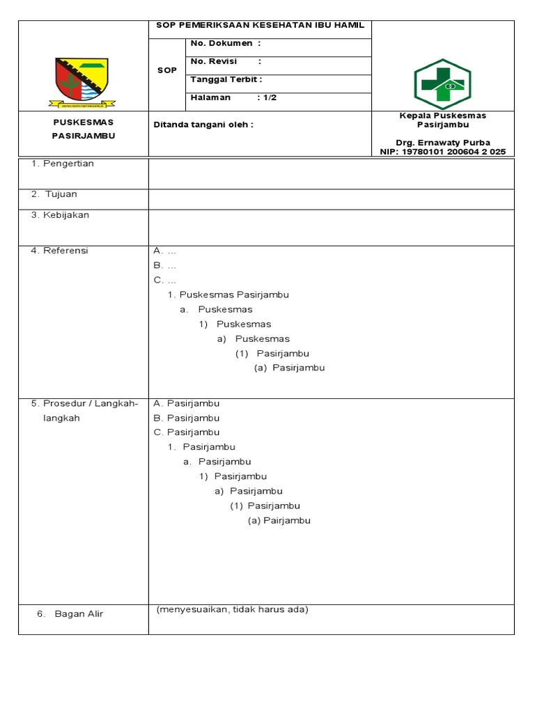 Form Sop 2019 | PDF