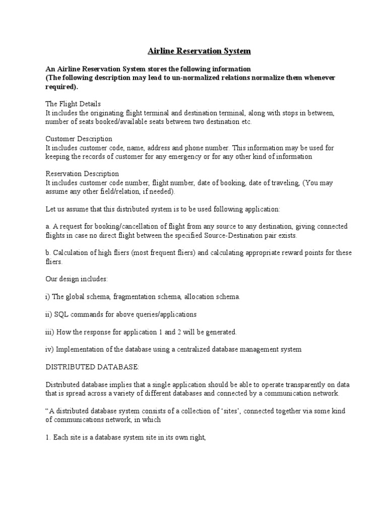 Airline Reservation System ER Diagram | PDF | Database Transaction ...
