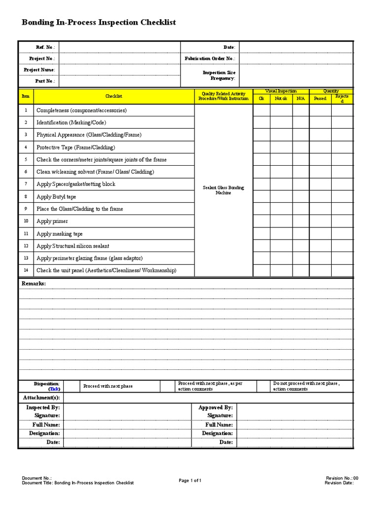 Bonding In-Process Inspection Checklist | PDF | Building Engineering ...