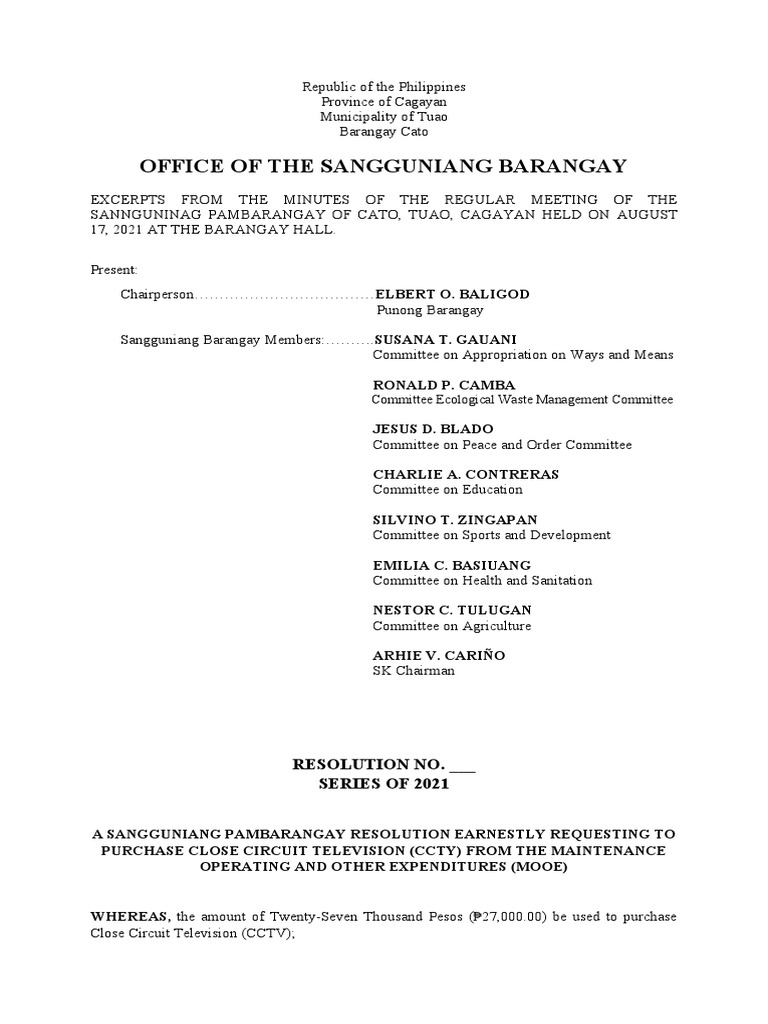 Reso CCTV | PDF | Philippines