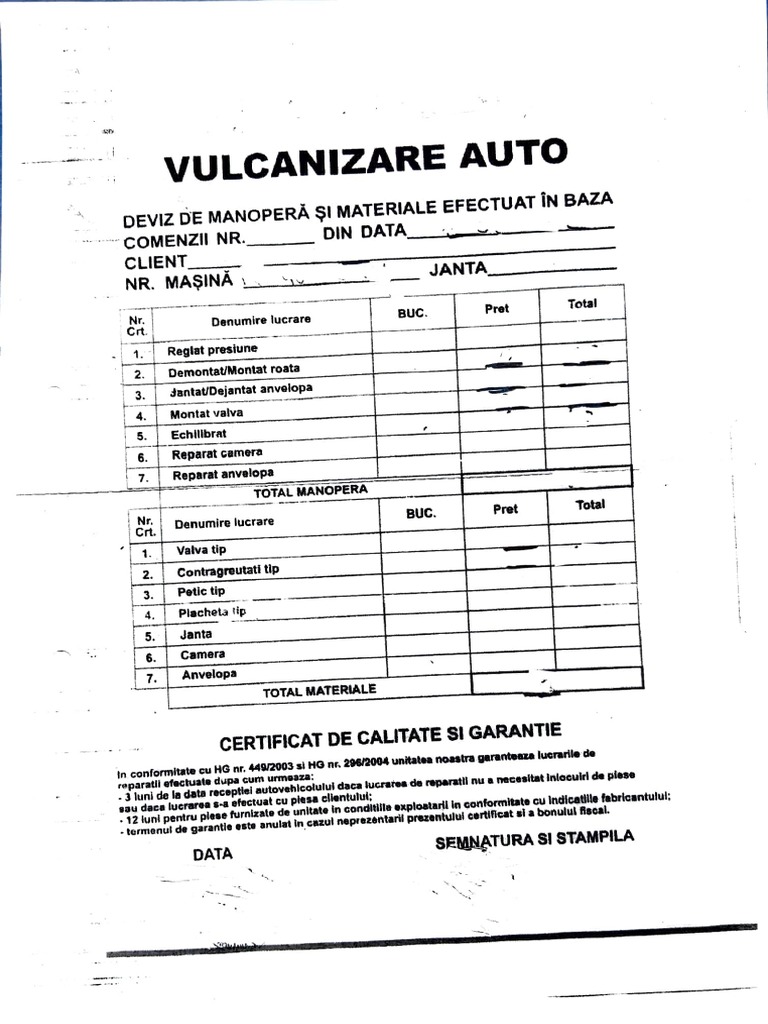 Deviz Manoperă Și Materiale | PDF