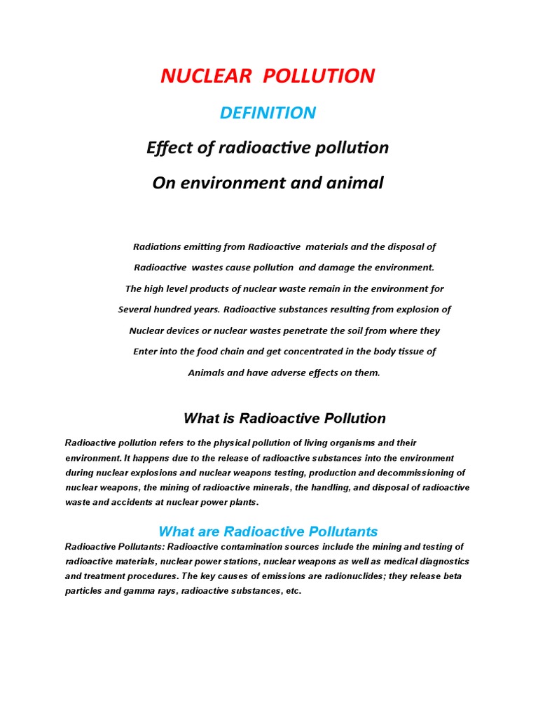 Nuclear Pollution | PDF | Radioactive Waste | Radioactive Contamination