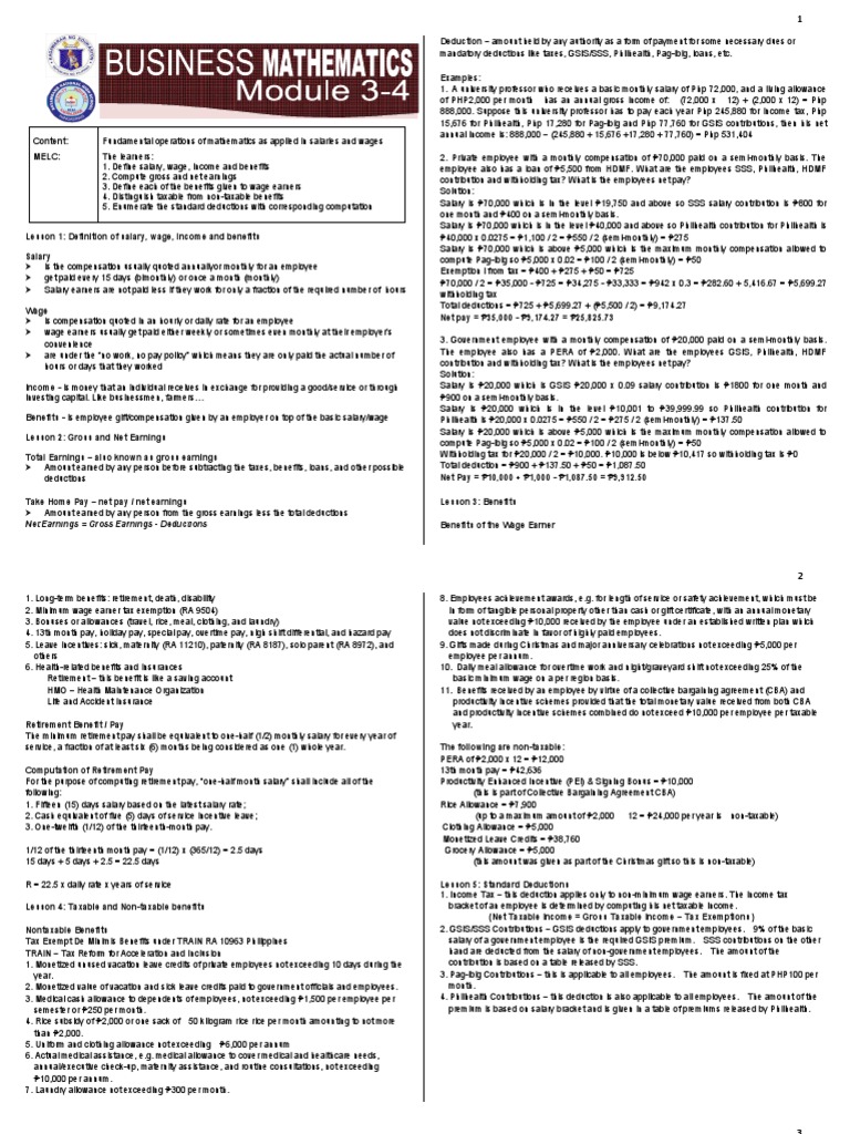 BM Module 3 4 Q2W3 4 For PDF | PDF | Salary | Employment