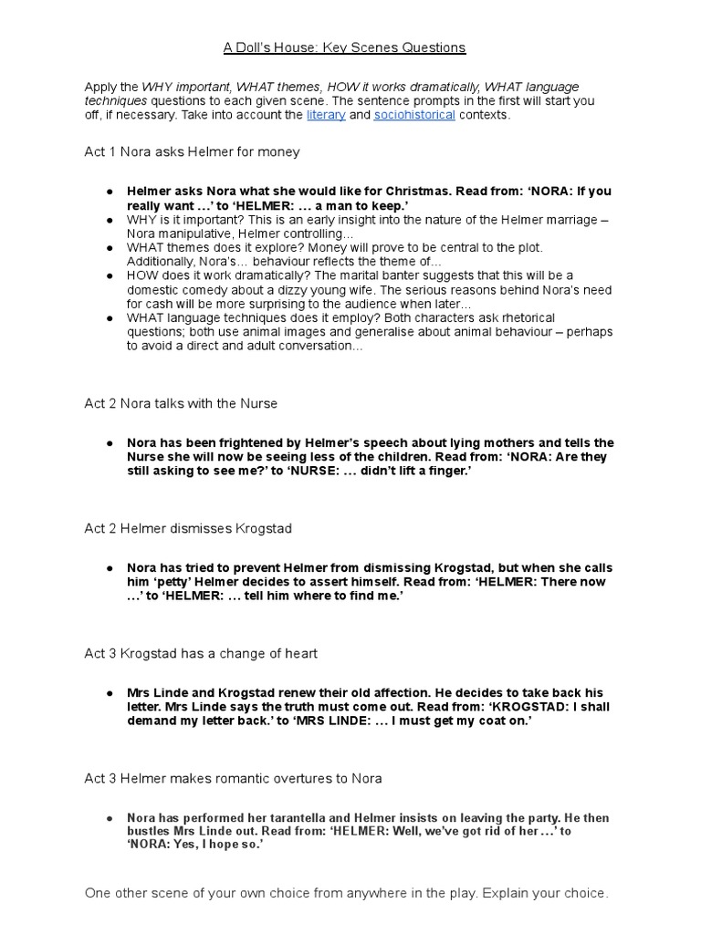 Key Scene Analysis in A Doll's House | PDF