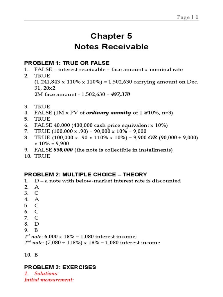 Notes Receivable Solutions Overview | PDF | Present Value | Economies
