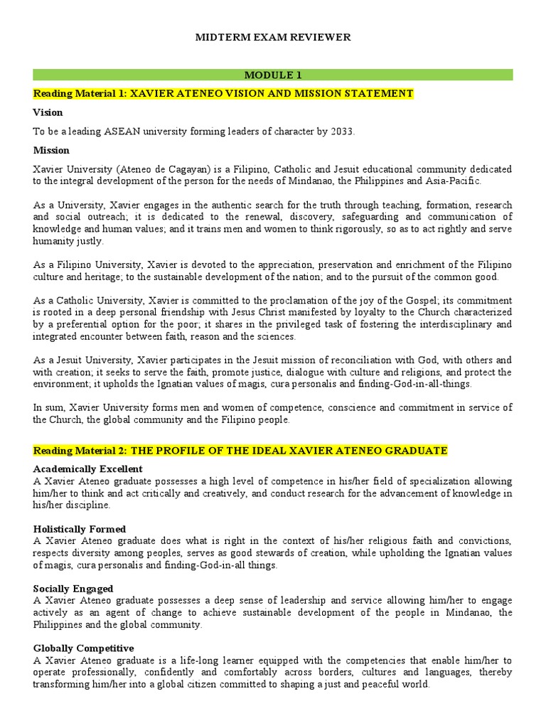 Midterm Exam Reviewer | PDF | Ignatius Of Loyola | Jesus