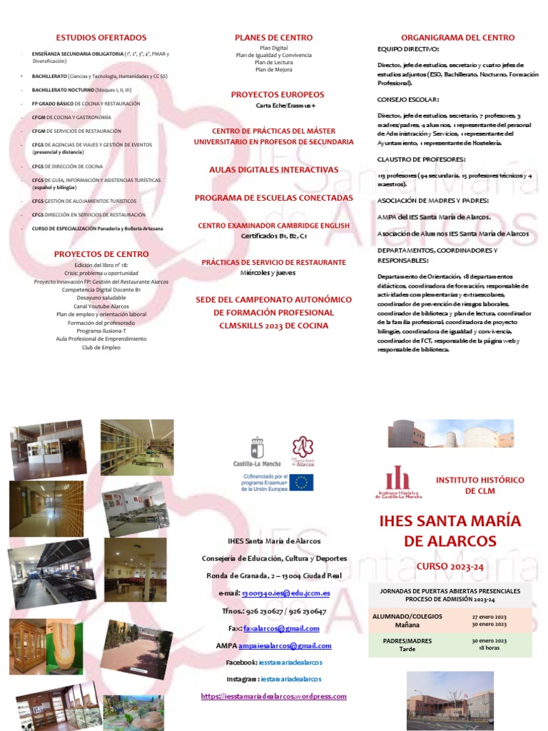 Triptico 2023 24 Ihes Sta. Ma Alarcos | PDF