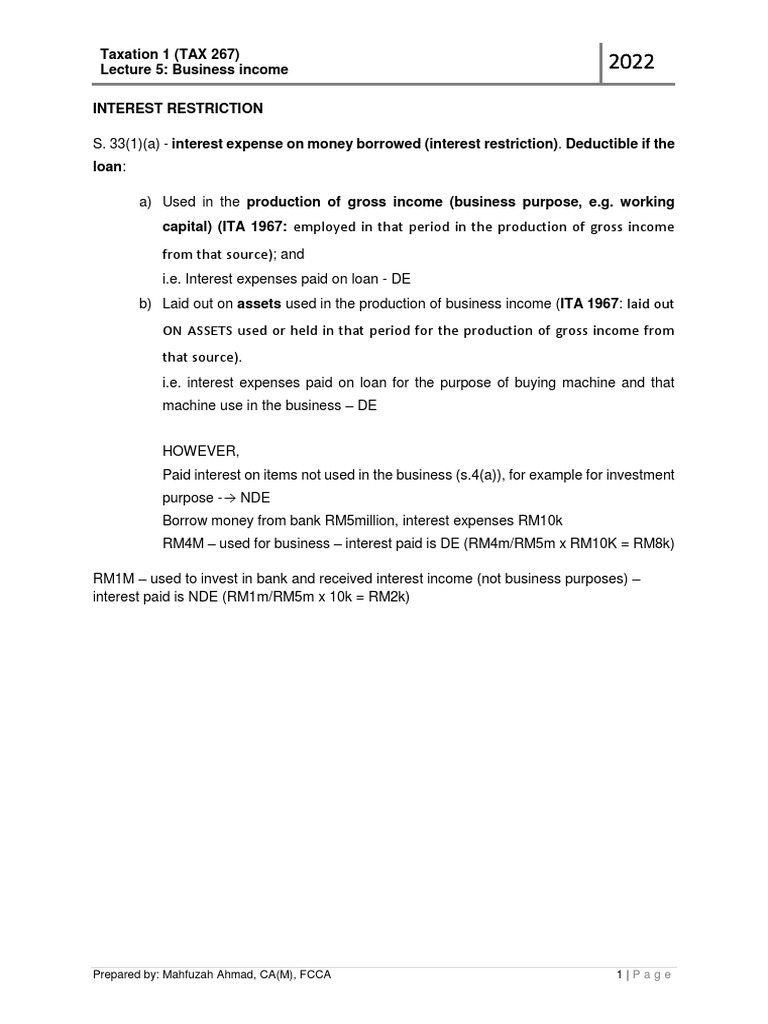 Interest Restriction | PDF