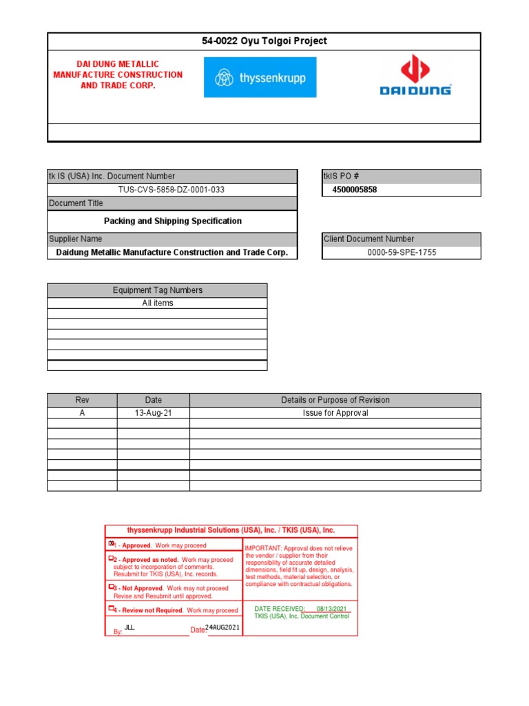 0000-59-SPE-1755 - TUS-CVS-5858-DZ-0001-033 - 000 - A - Packing and ...