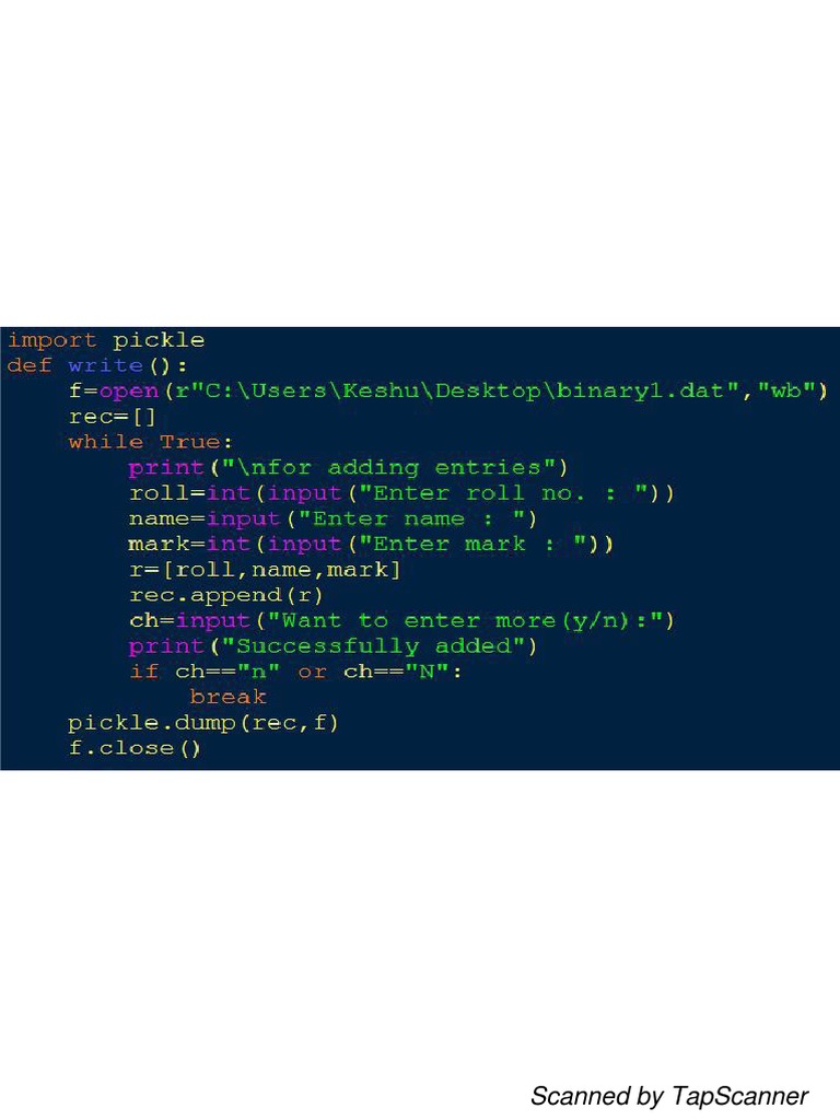 Create A Binary File With Roll No, Name and Marks - Input A Roll No. and Update The Marks | PDF