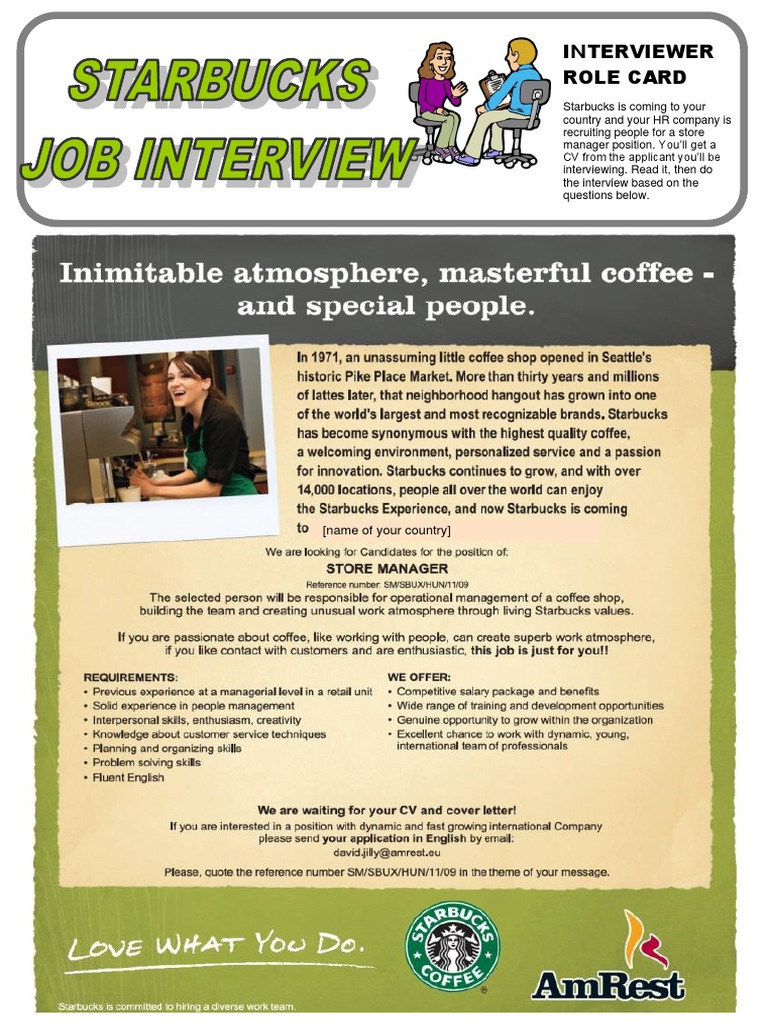 Starbucks Job Roleplay Interview | PDF