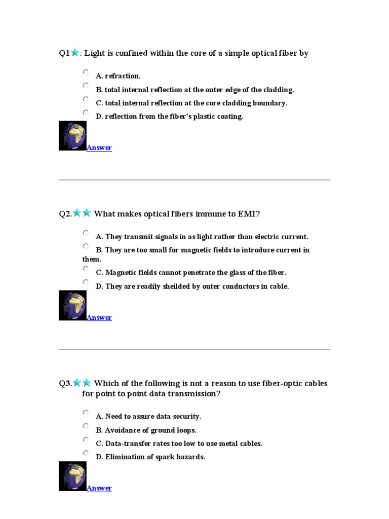 Fiber Optic Exam 1 | PDF | Multiplexing | Optical Fiber