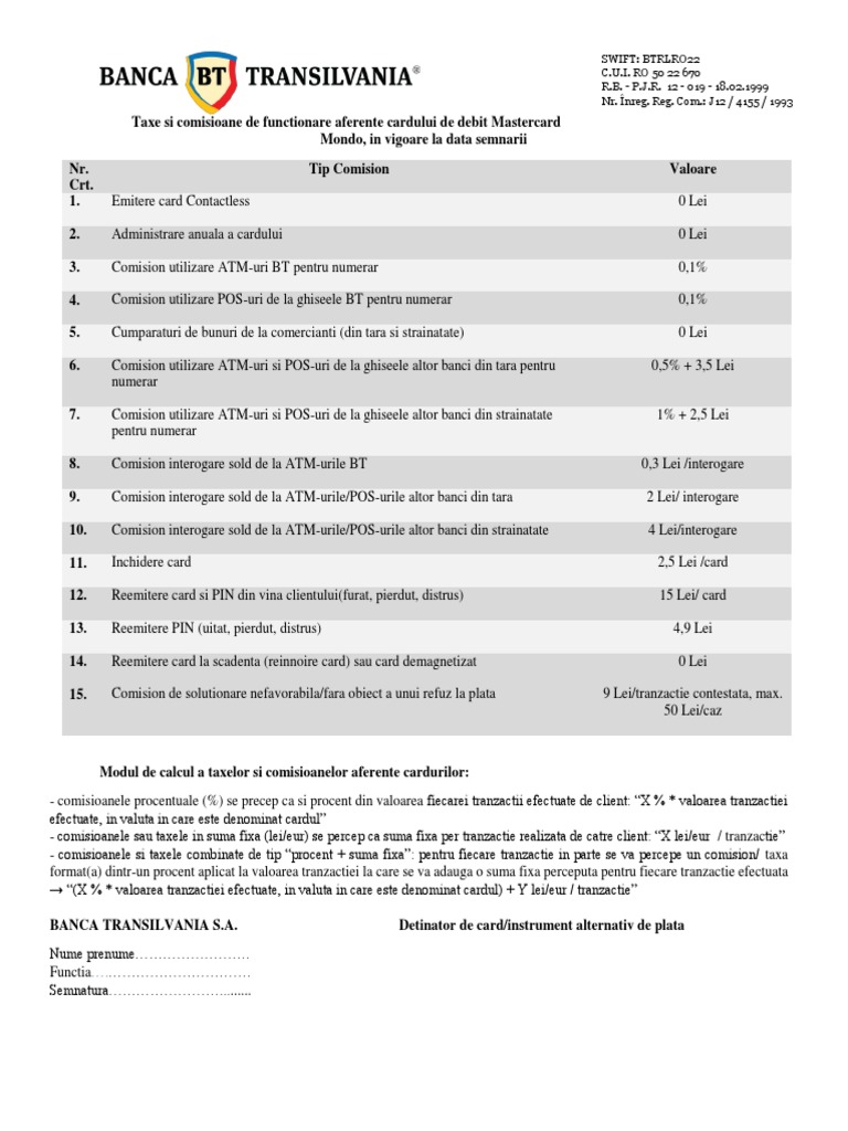 Mastercard-Mondo Comisioane Mastercard Mondo | PDF