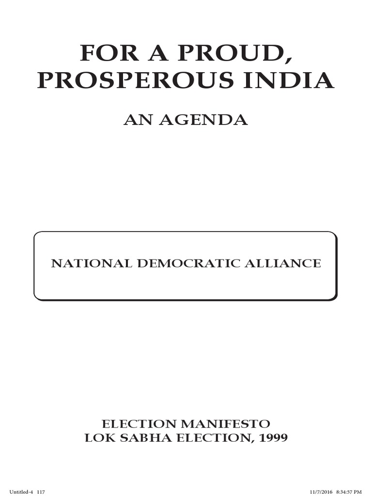 NDA Election Manifesto 1999 Overview | PDF | Poverty | Poverty ...