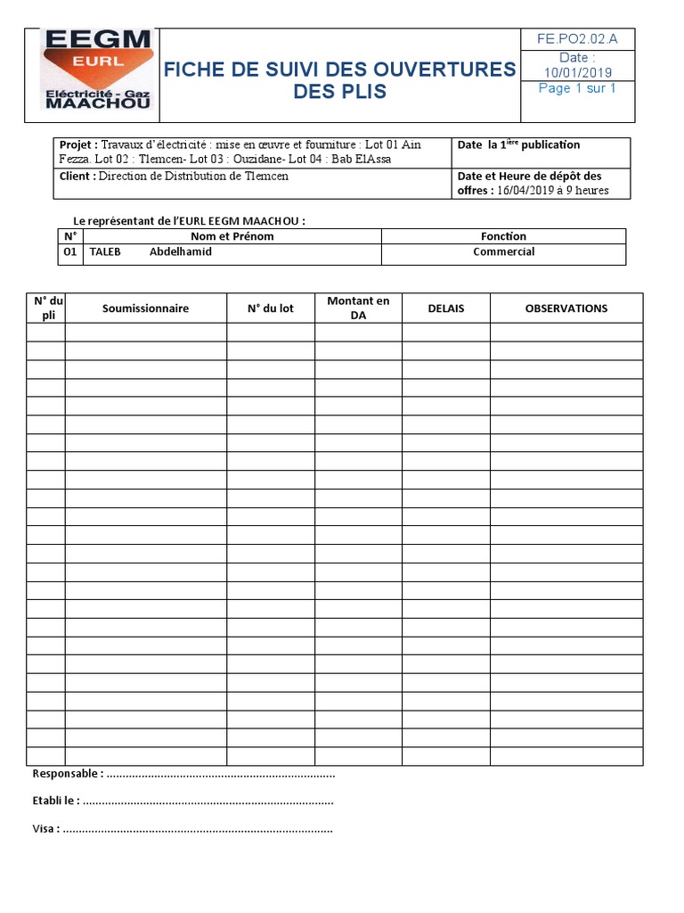 Fiche Suivi Projet | PDF