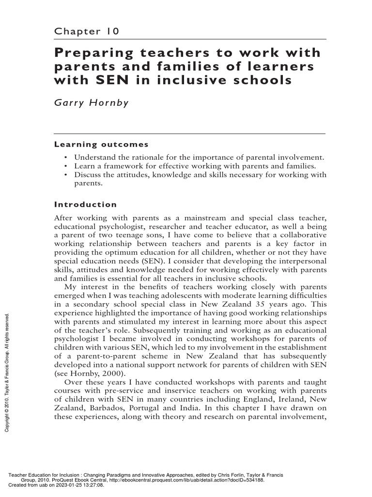 Teacher Education For Inclusion Changing Paradigms... - (Chapter 10 Preparing Teachers To Work ...