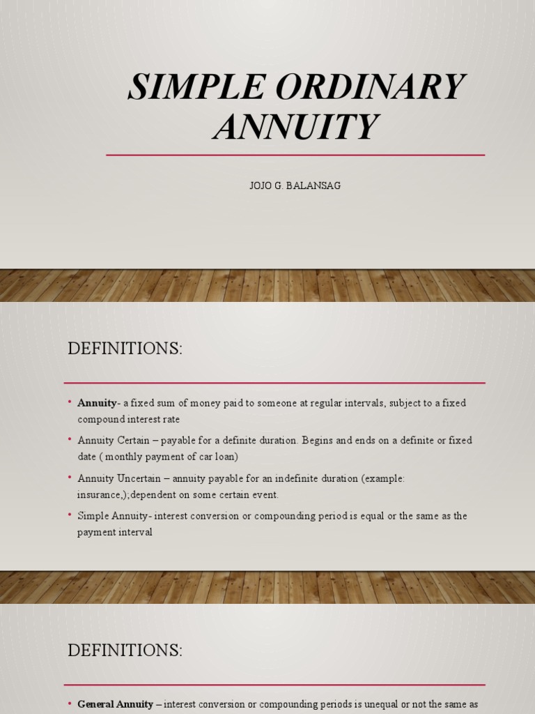Simple Ordinary Annuity | PDF | Economies | Personal Finance