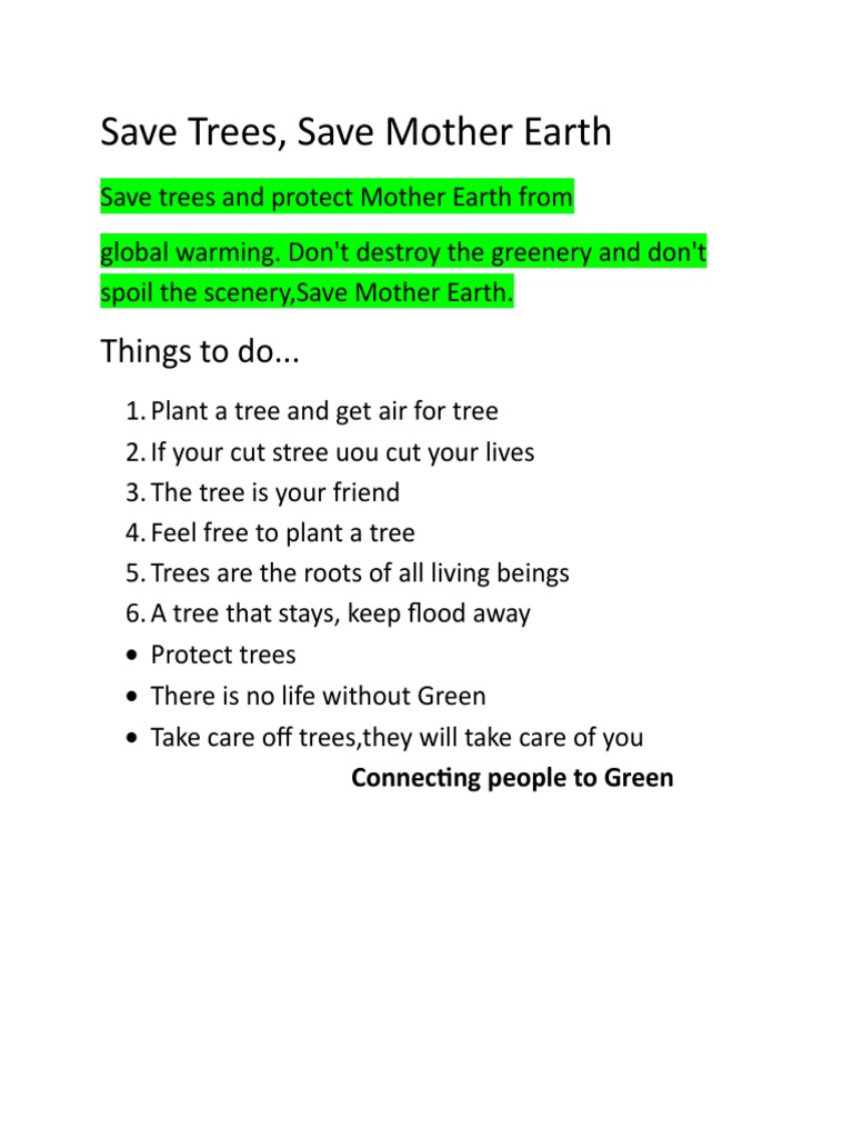 Save Trees, Save Mother Earth | PDF