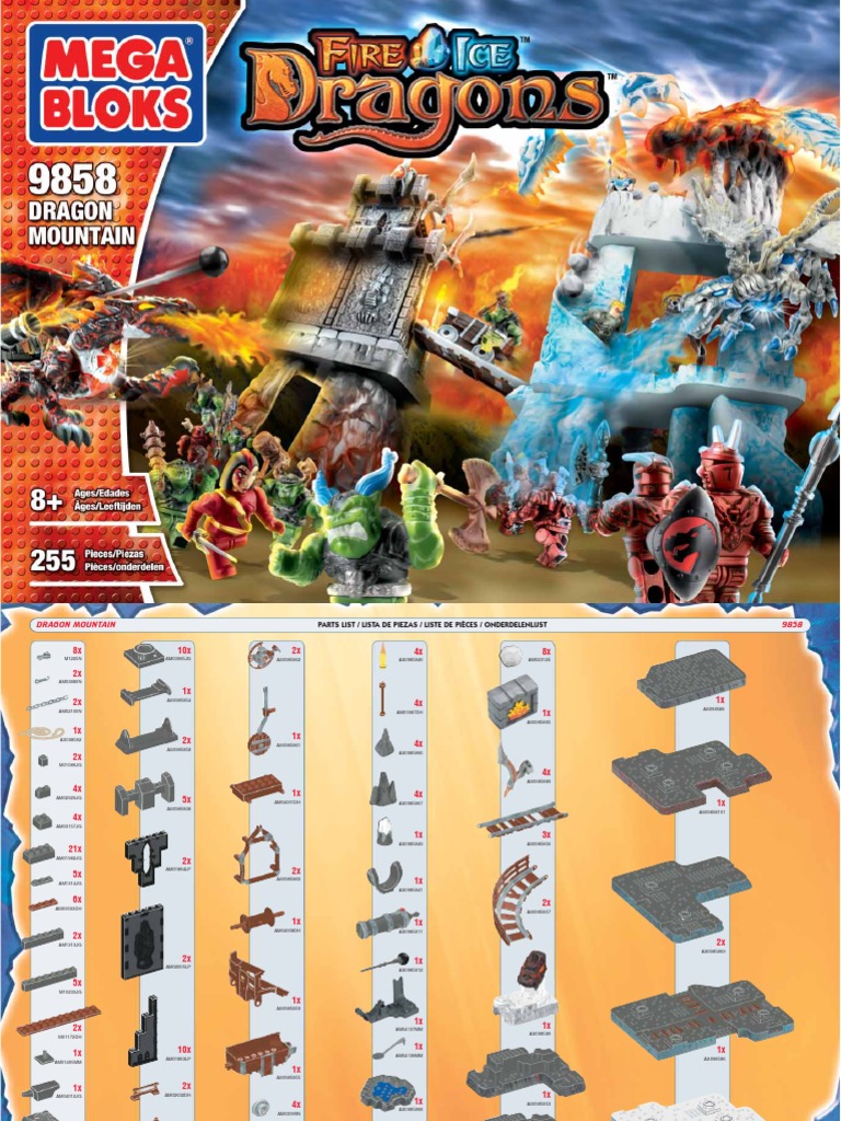 Mega Bloks - Dragons Fire N Ice - 9858 - Dragon Mountain | PDF