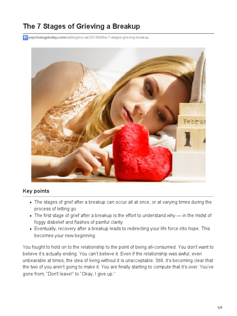 The 7 Stages of Grieving A Breakup | PDF | Grief | Anger