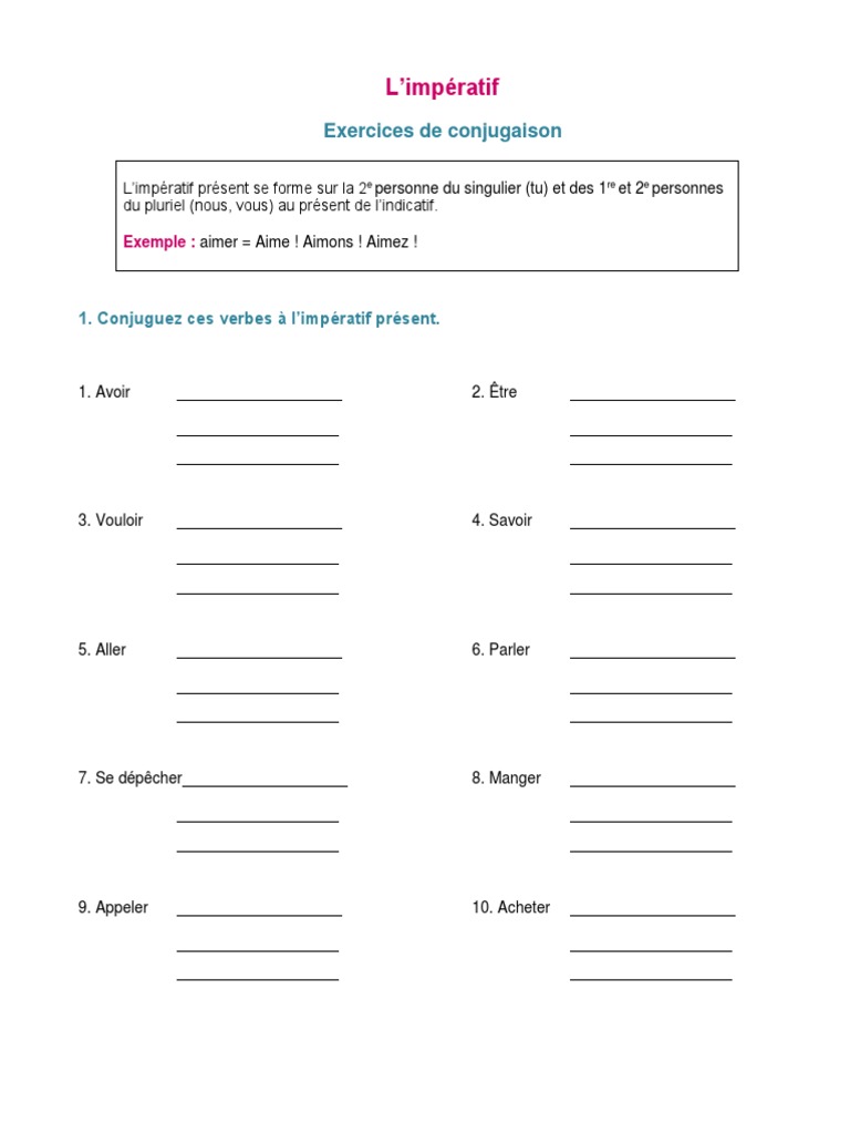 Exercices d'Impératif et Négation | PDF | Conjugaison | Morphologie