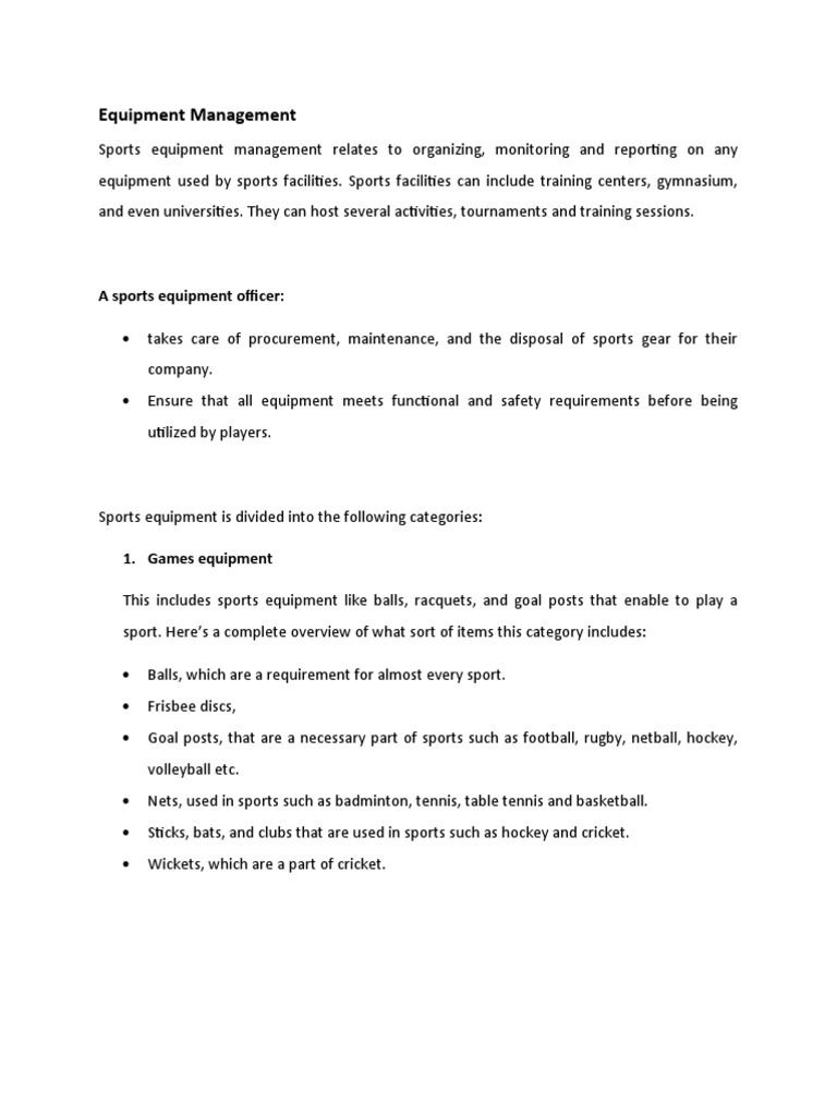 Guidelines Sports Equipment | PDF